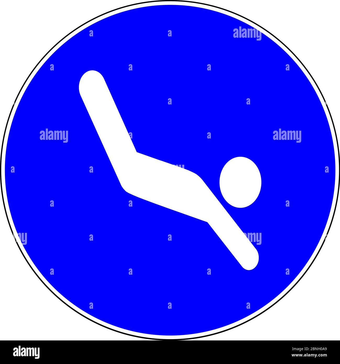 Diving allowed blue sign Stock Photo - Alamy
