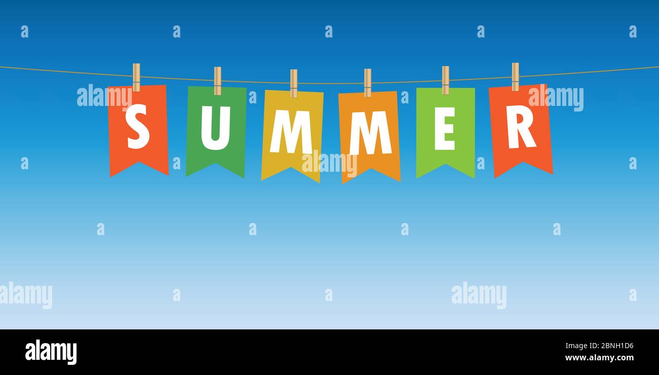summer party flag on blue sky background vector illustration EPS10 ...