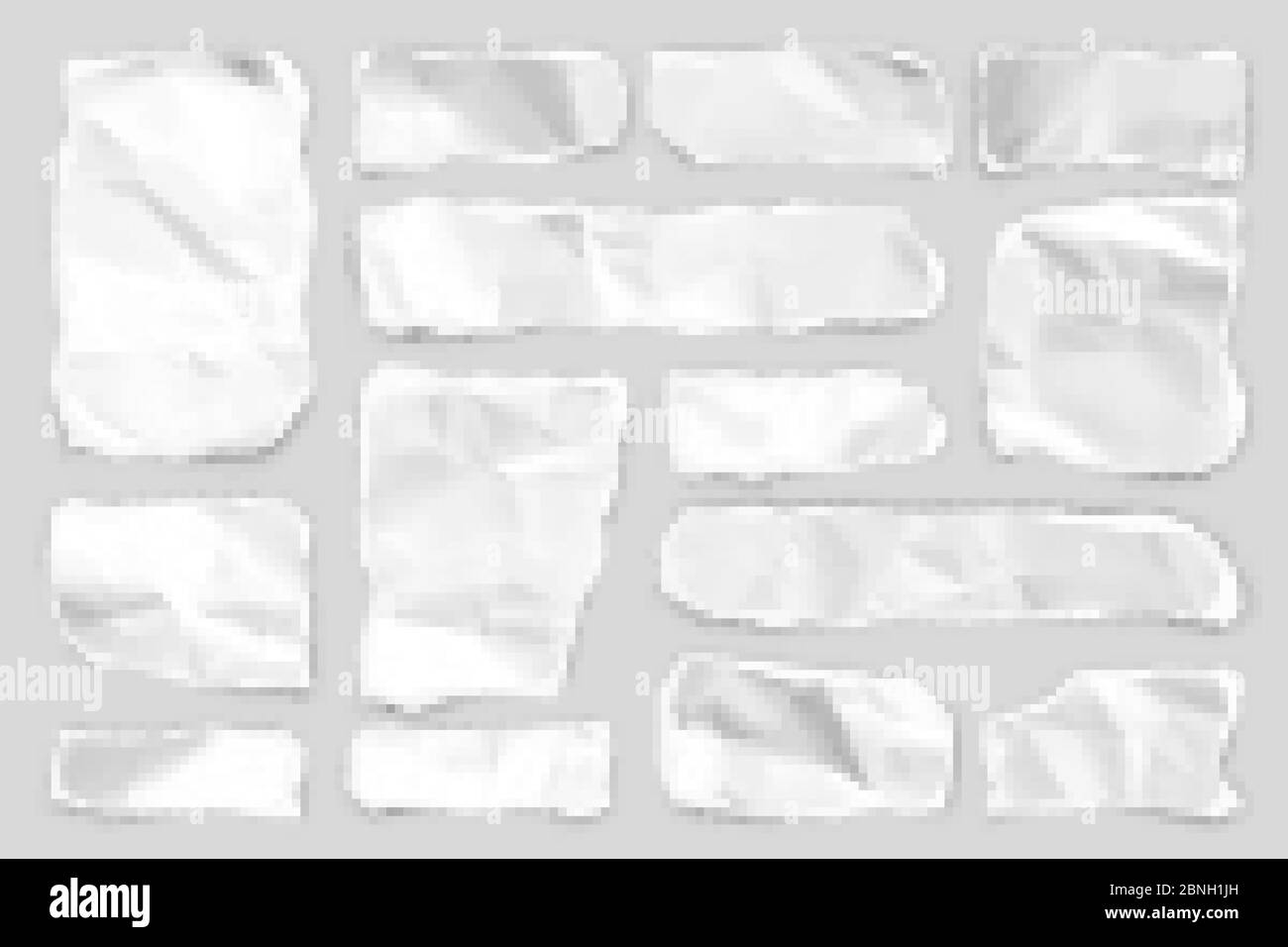 Ripped paper strips. Realistic crumpled paper scraps with torn edges ...