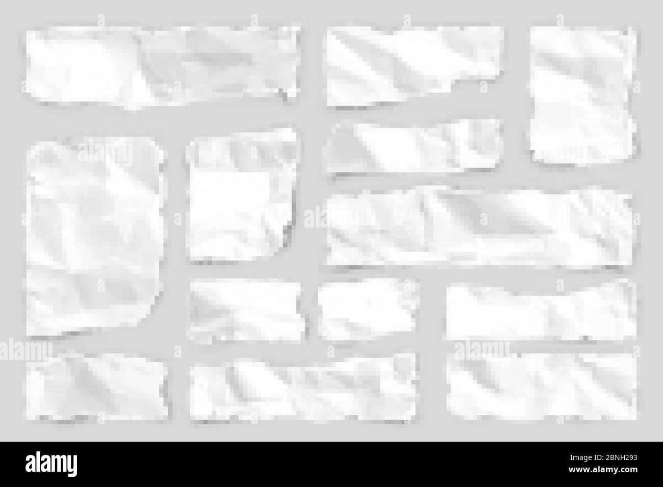 Ripped paper strips. Realistic crumpled paper scraps with torn edges ...