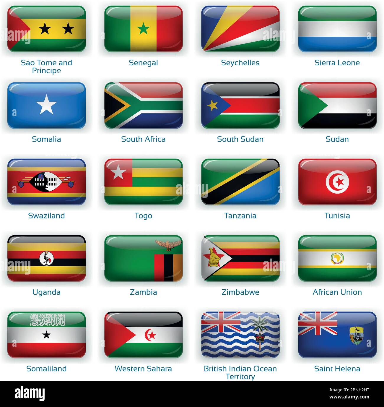 Button flags Africa three. Vector illustration. 3 layers. Shadows, flat ...