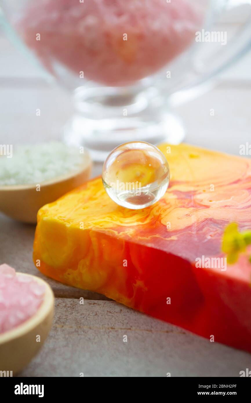 Soap, ingredients for mask and body care, home relaxation, spa. Natural ...