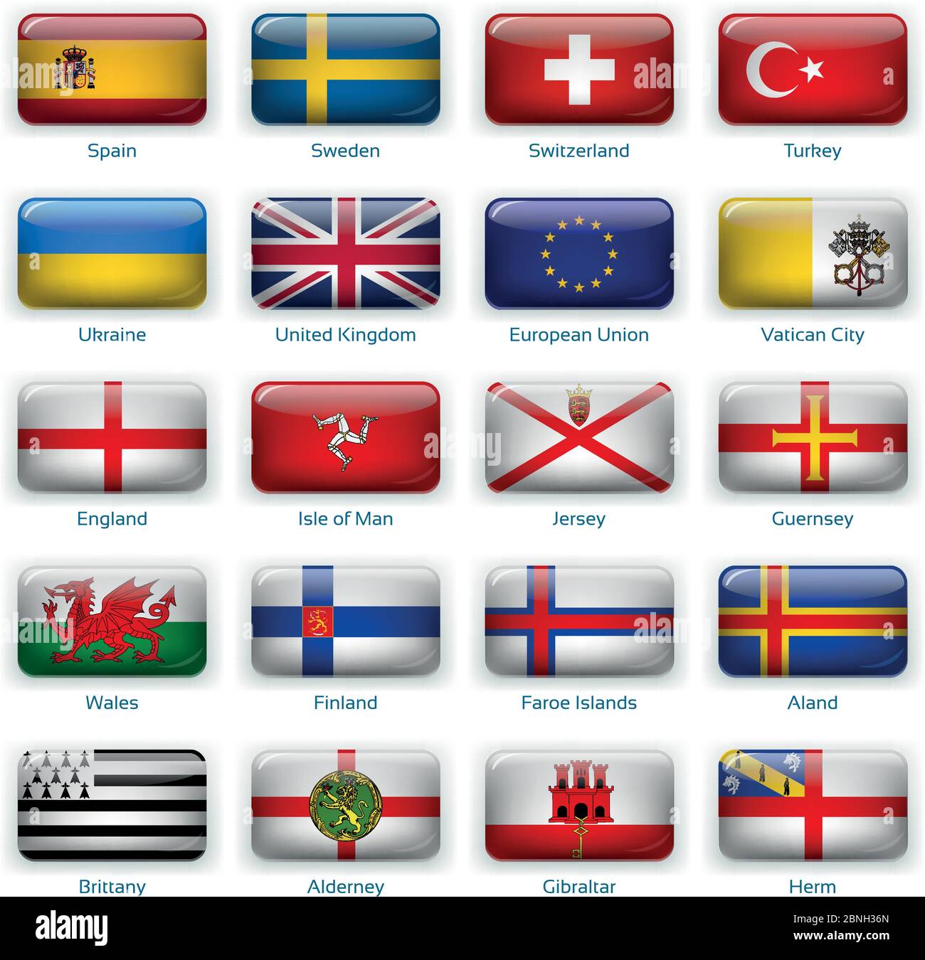 Button flags Europe three. Vector illustration. 3 layers. Shadows, flat ...