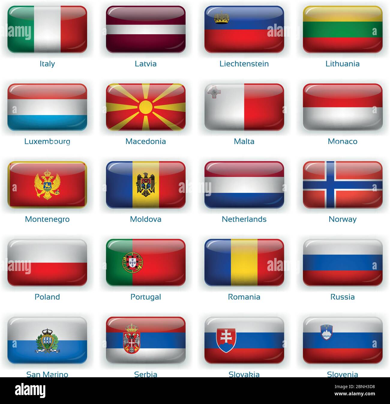 Button flags Europe two. Vector illustration. 3 layers. Shadows, flat ...