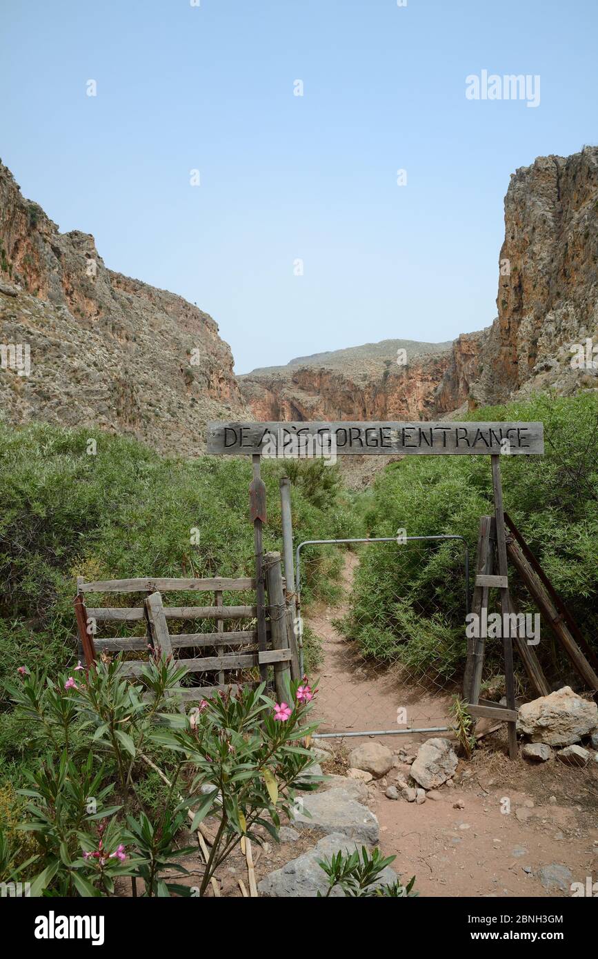 Entrance to Zakros gorge, also called the 'Gorge of the Dead' due to ...