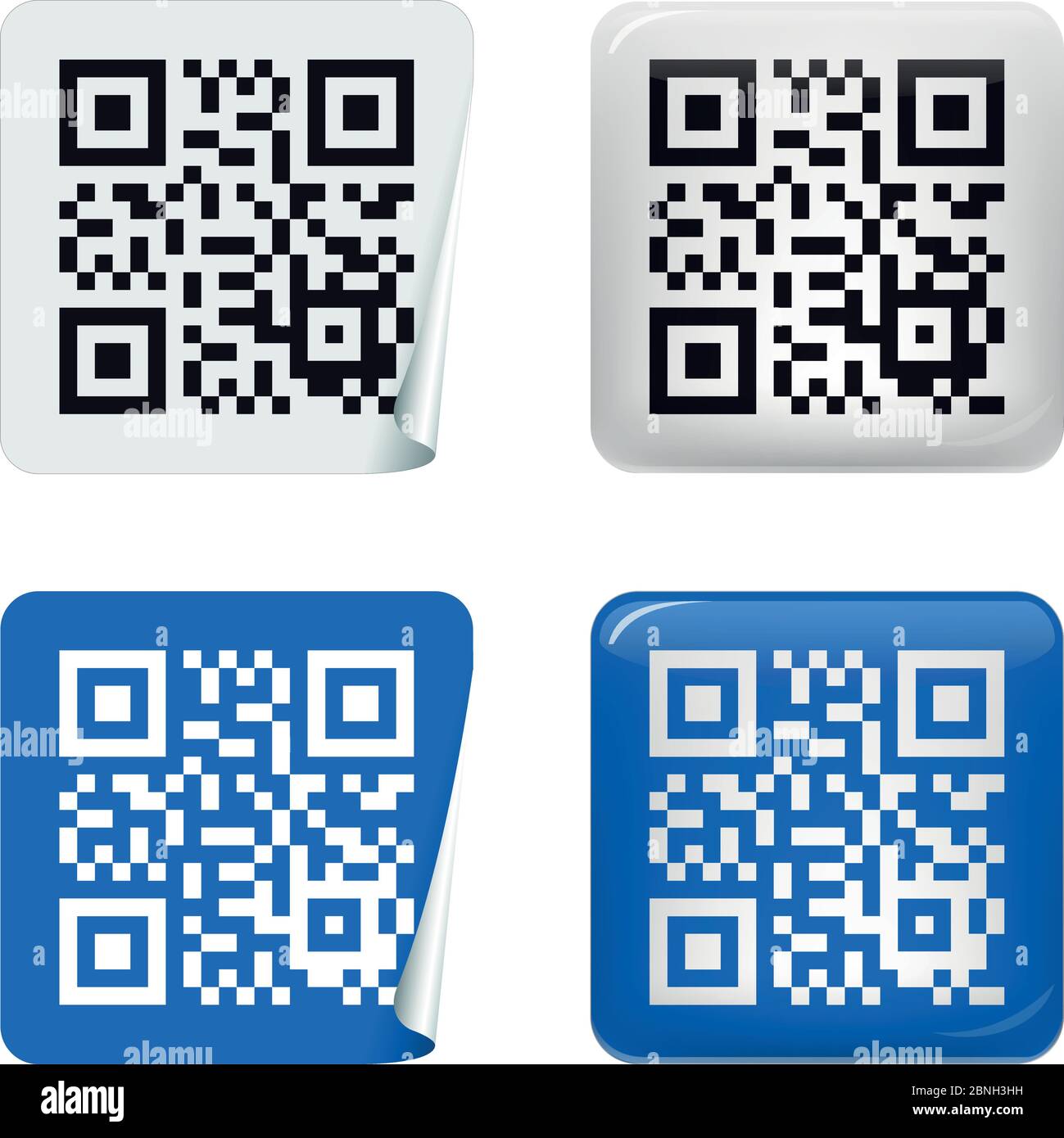 Vector illustration. QR Code sticker in two styles and colors Stock ...