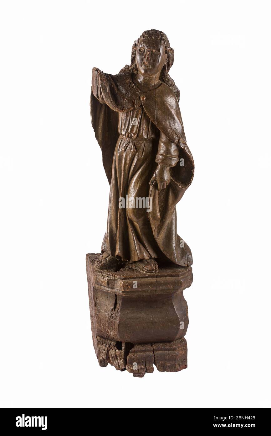 Old ruined statue isolated on the white background Stock Photo - Alamy