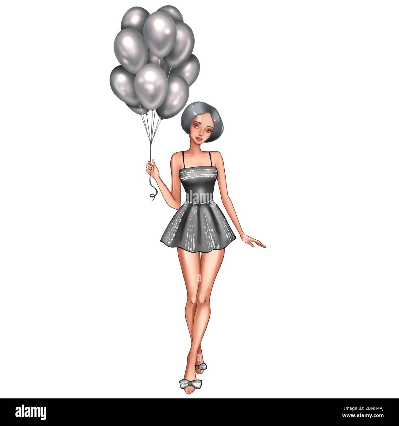 Beautiful young woman with birthday balloons Stock Photo - Alamy
