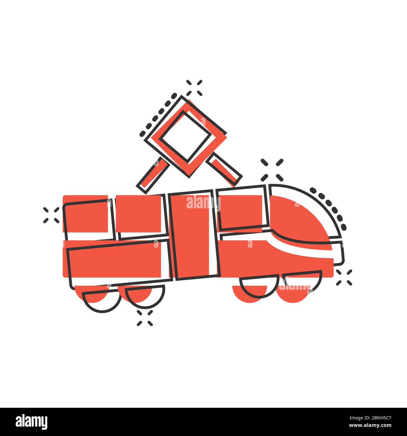 Metro icon in comic style. Train subway cartoon vector illustration on ...