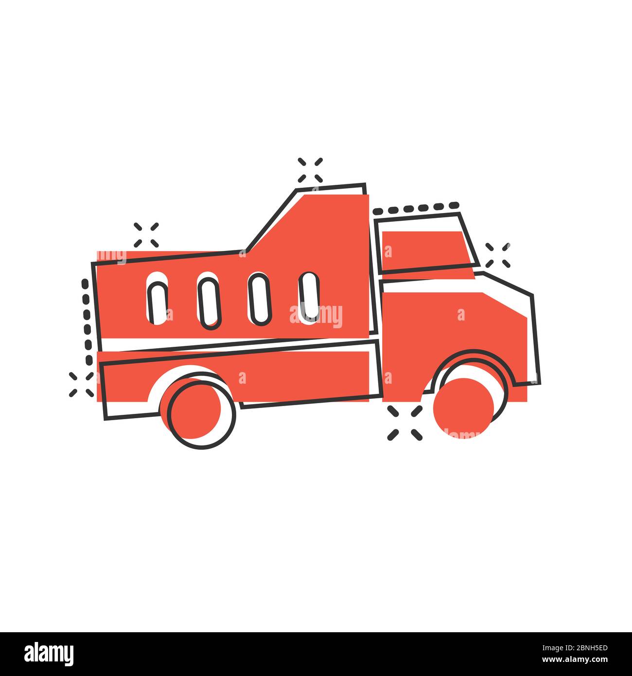 Delivery truck icon in comic style. Van cartoon vector illustration on ...