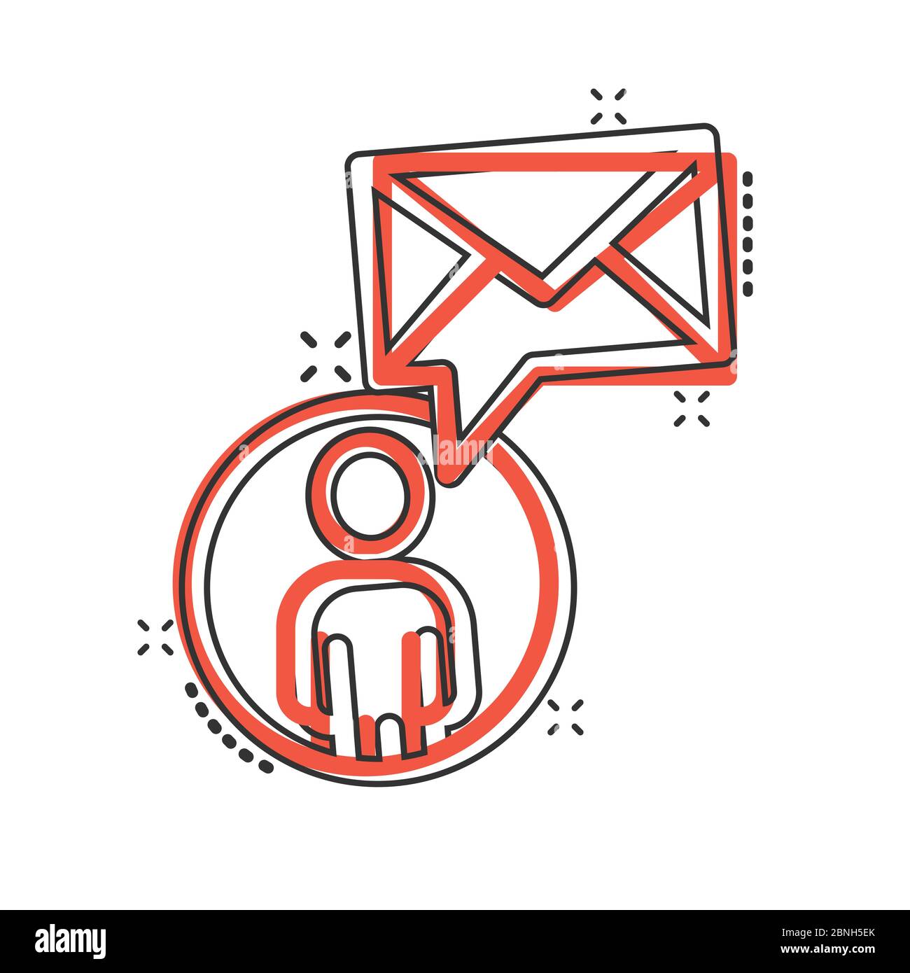 People with envelope icon in comic style. Email receive cartoon vector ...