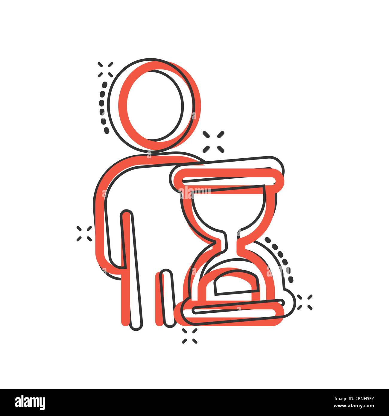 People and clock icon in comic style. User time cartoon vector ...