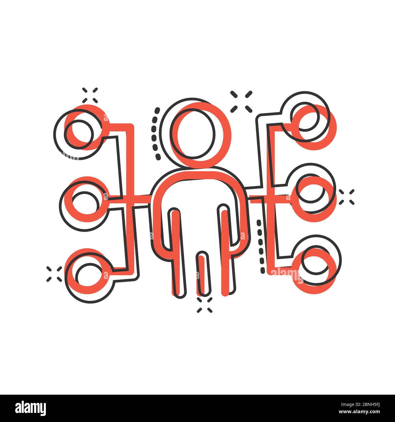 Corporate organization chart people vector icon in comic style. People ...