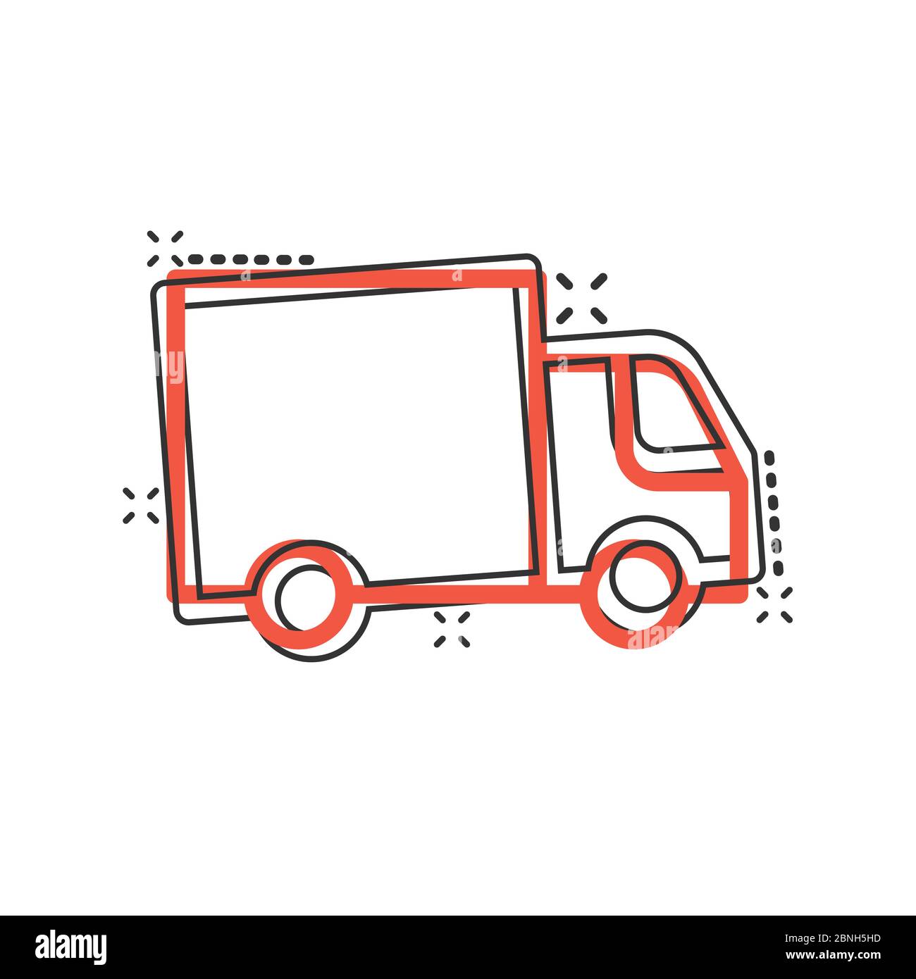 Delivery truck icon in comic style. Van cartoon vector illustration on ...