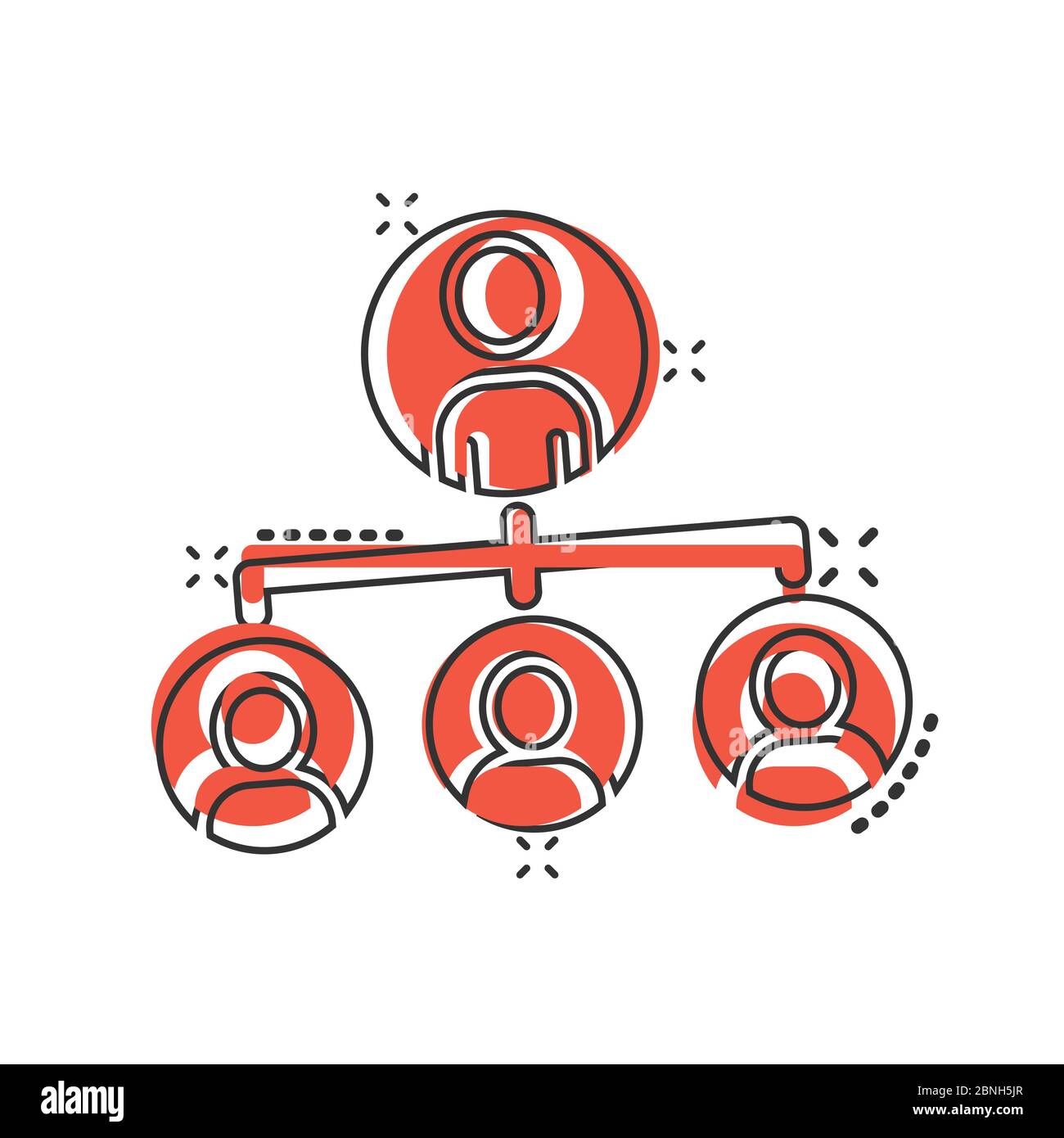 Corporate organization chart people vector icon in comic style. People ...