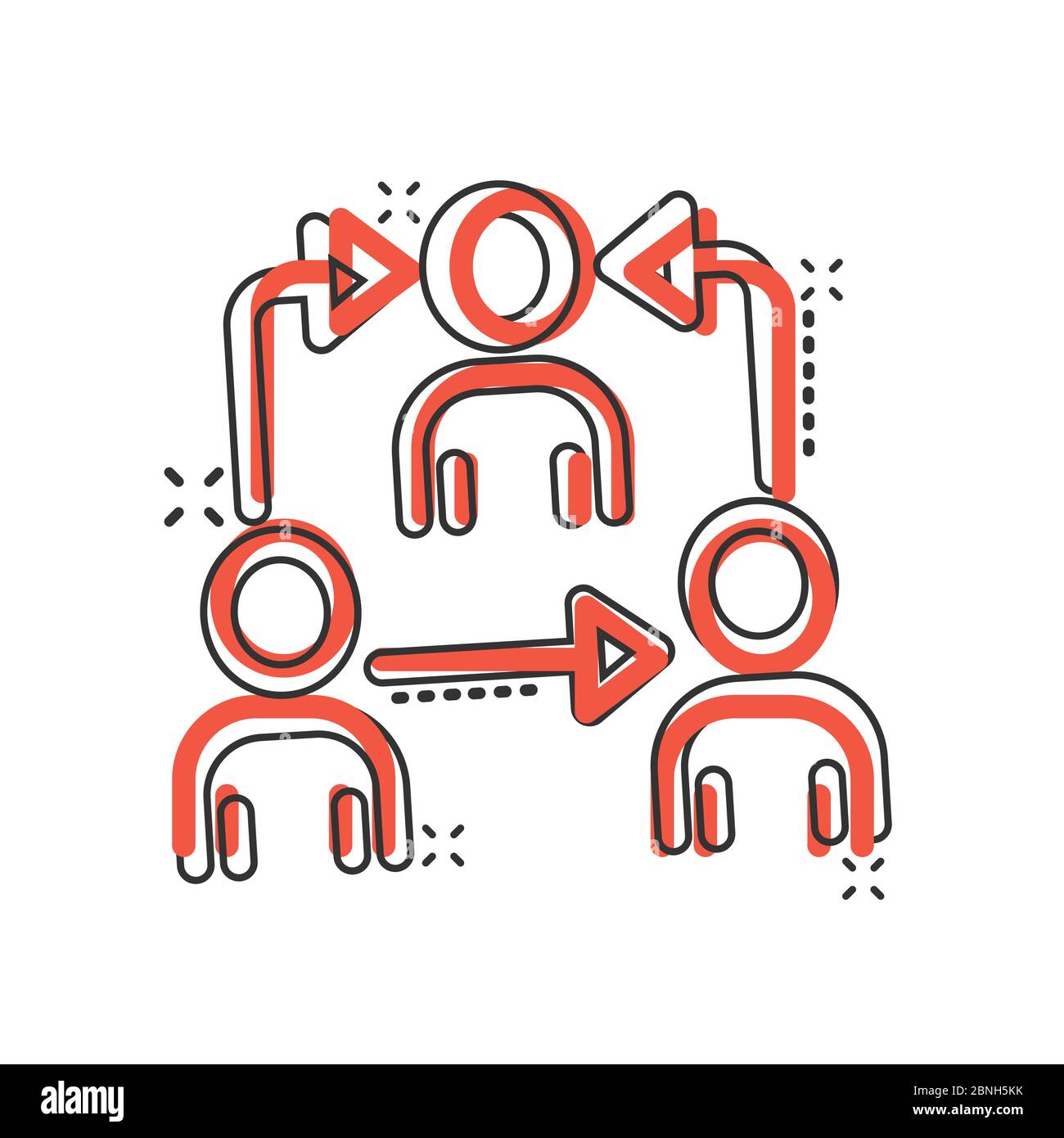 People referral icon in comic style. Business communication cartoon ...