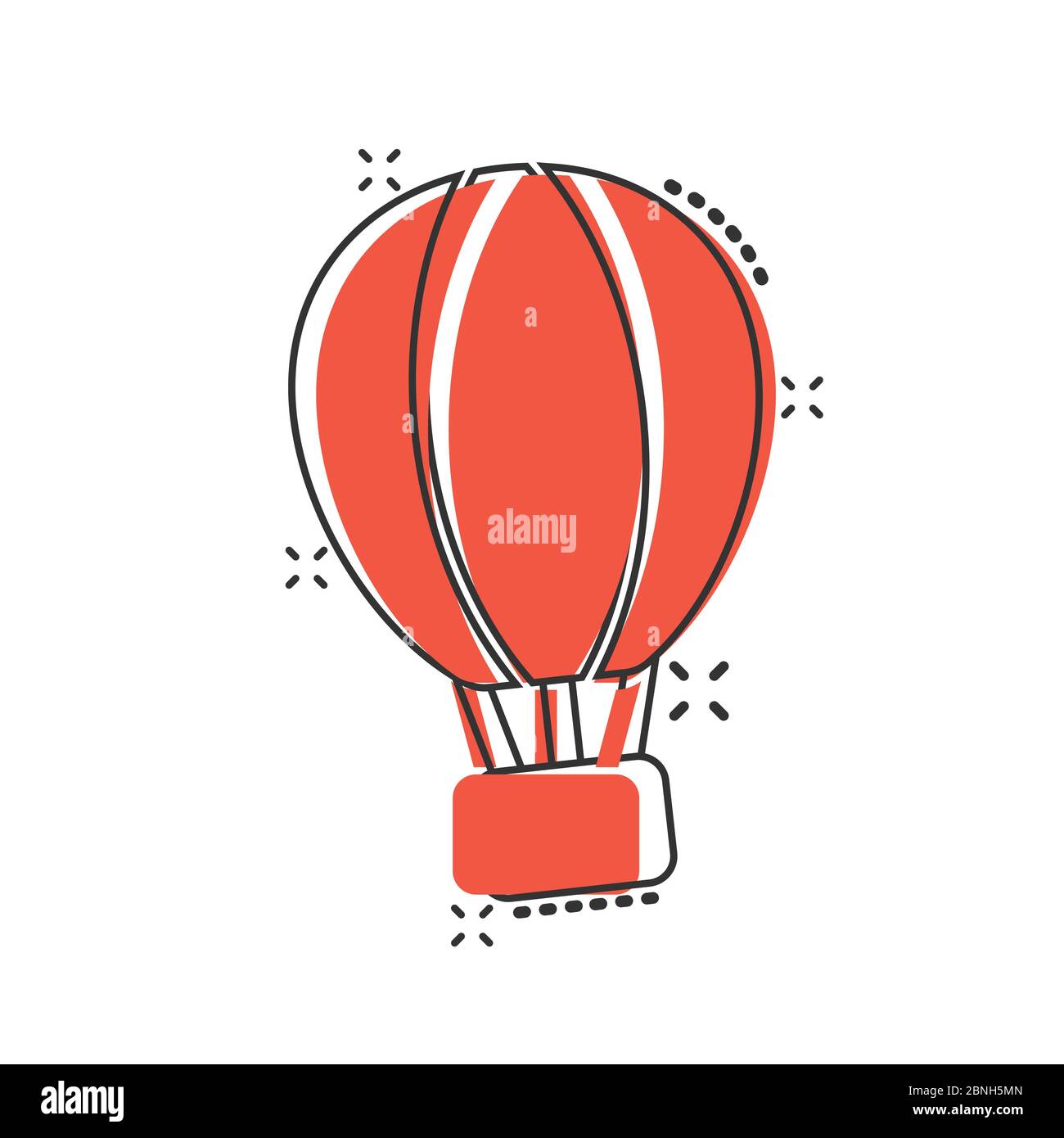 Air balloon icon in comic style. Aerostat cartoon vector illustration ...