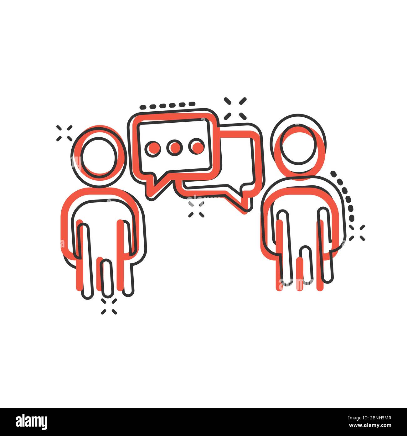 People with speech bubble icon in comic style. Chat cartoon vector ...