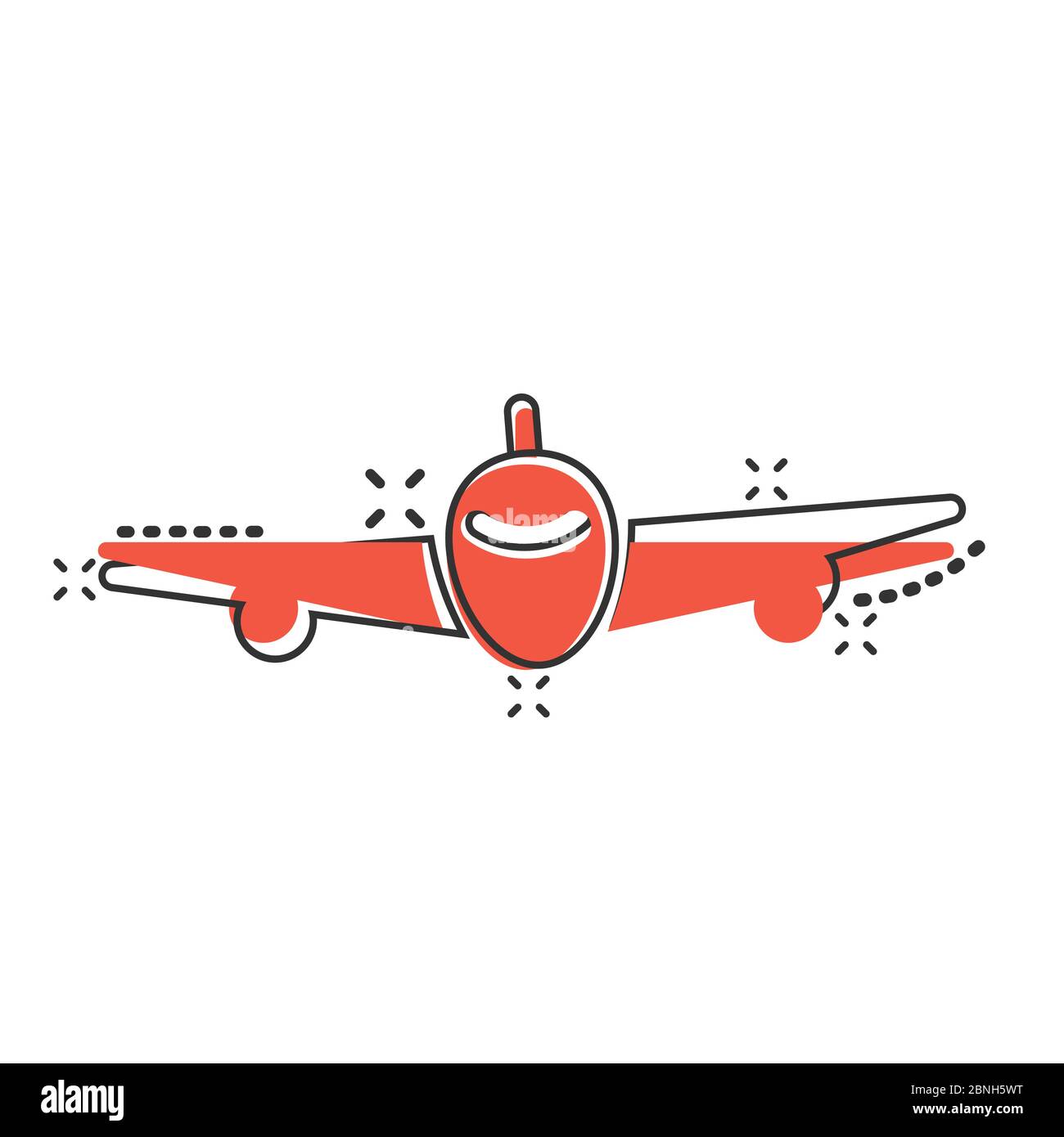Plane icon in comic style. Airplane cartoon vector illustration on ...