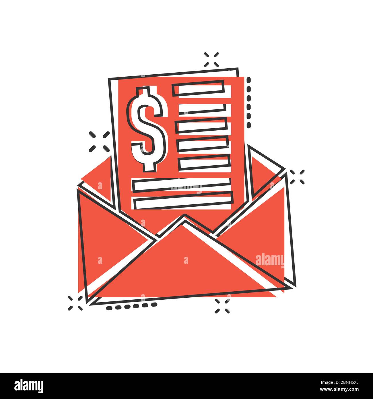 Envelope with money icon in comic style. E-mail cash cartoon vector ...