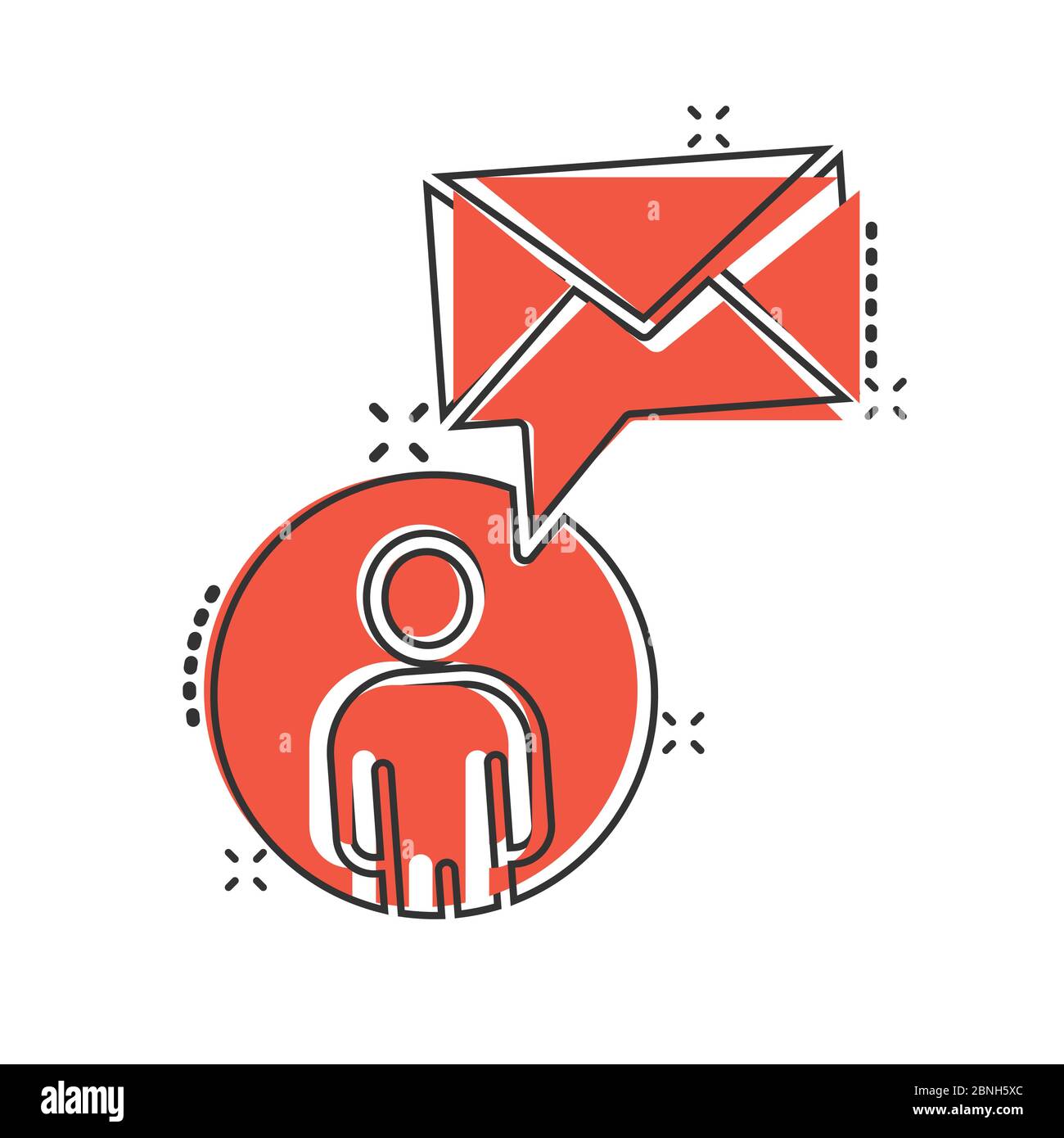 People with envelope icon in comic style. Email receive cartoon vector ...