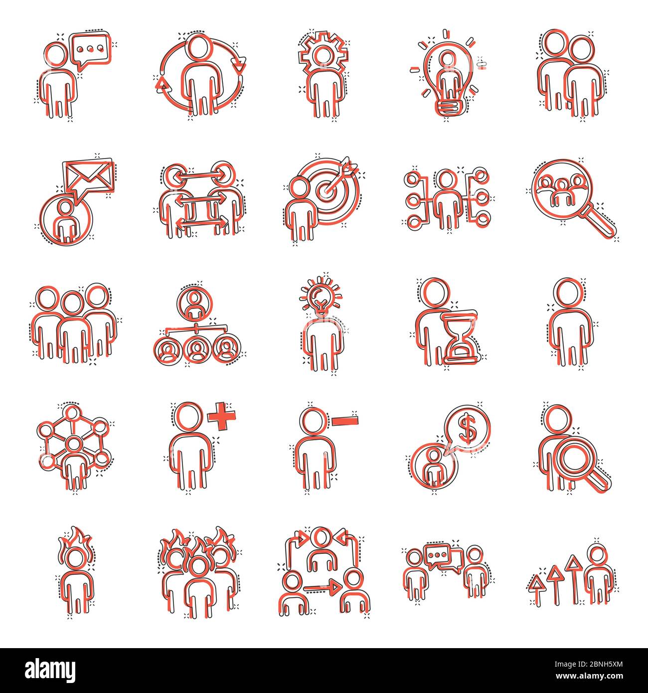 People leadership icon set in comic style. Person cartoon collection ...