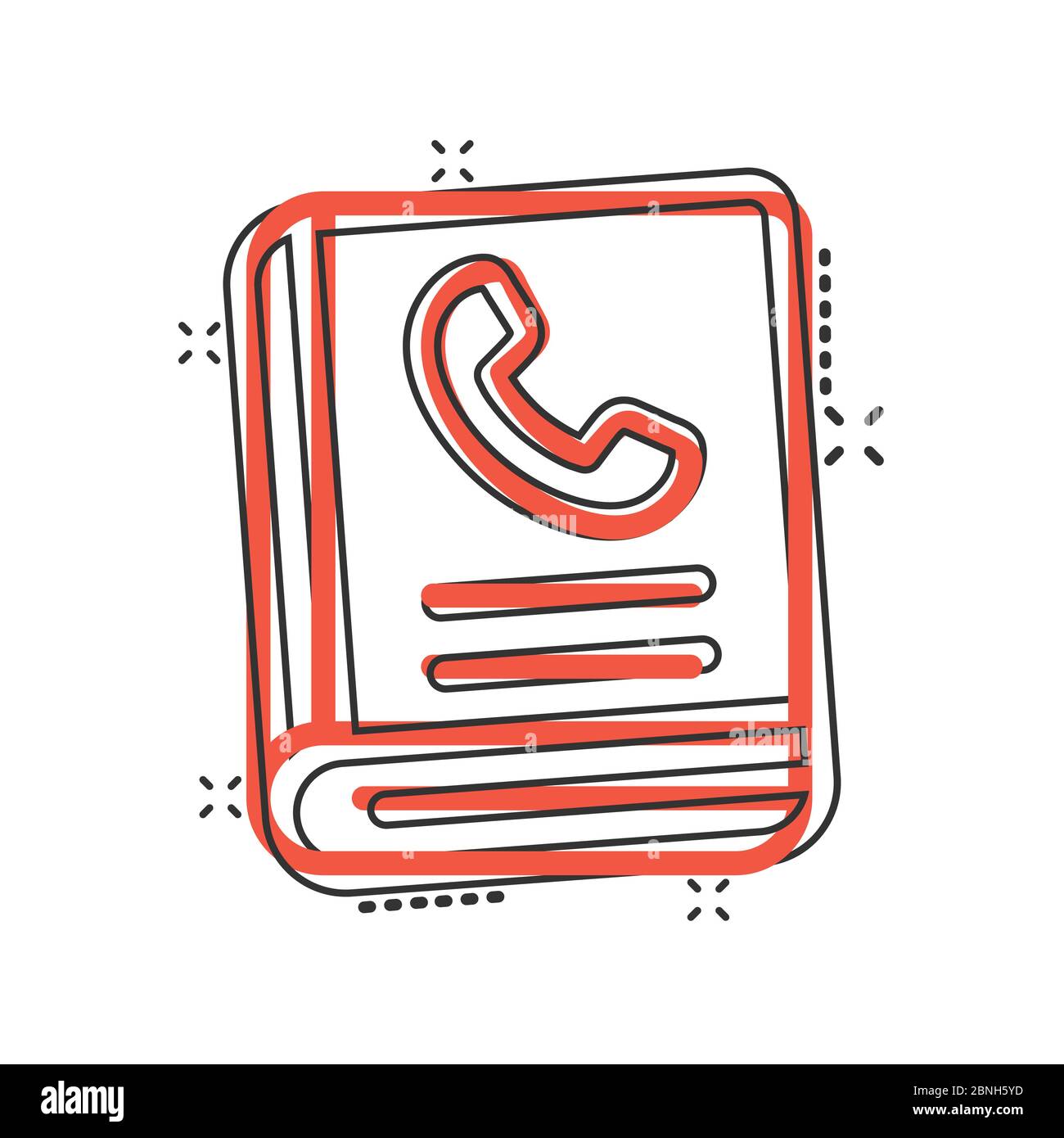 Address phone book icon in comic style. Telephone notebook cartoon ...