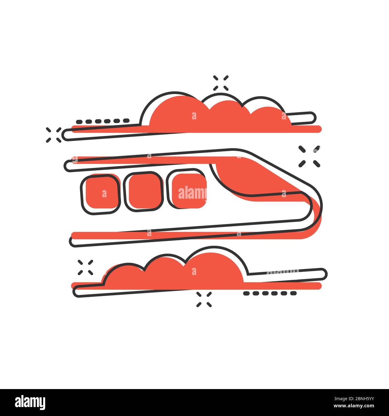 Metro icon in comic style. Train subway cartoon vector illustration on ...
