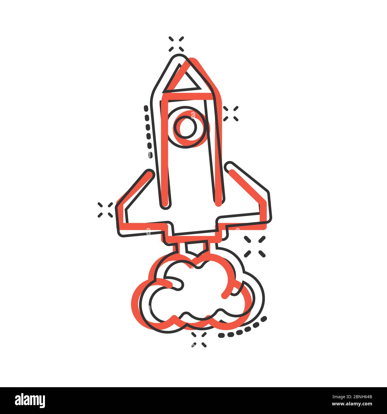 Rocket icon in comic style. Spaceship launch cartoon vector ...