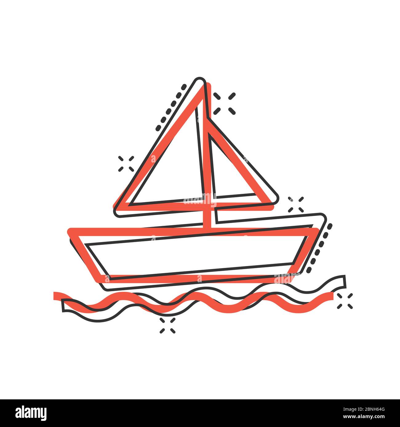 Tourism ship icon in comic style. Fishing boat cartoon vector ...