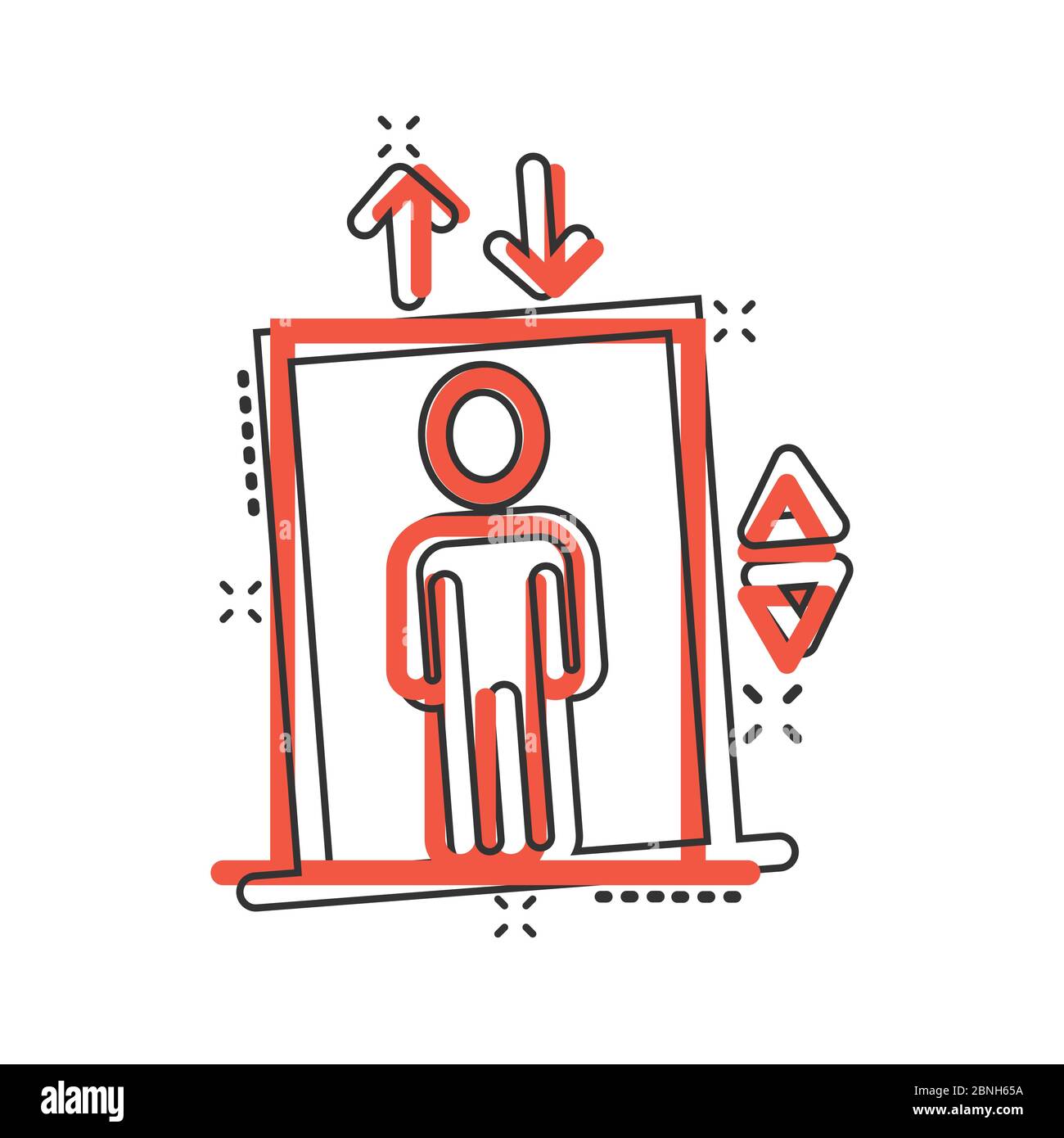 Elevator icon in comic style. Lift cartoon vector illustration on white ...