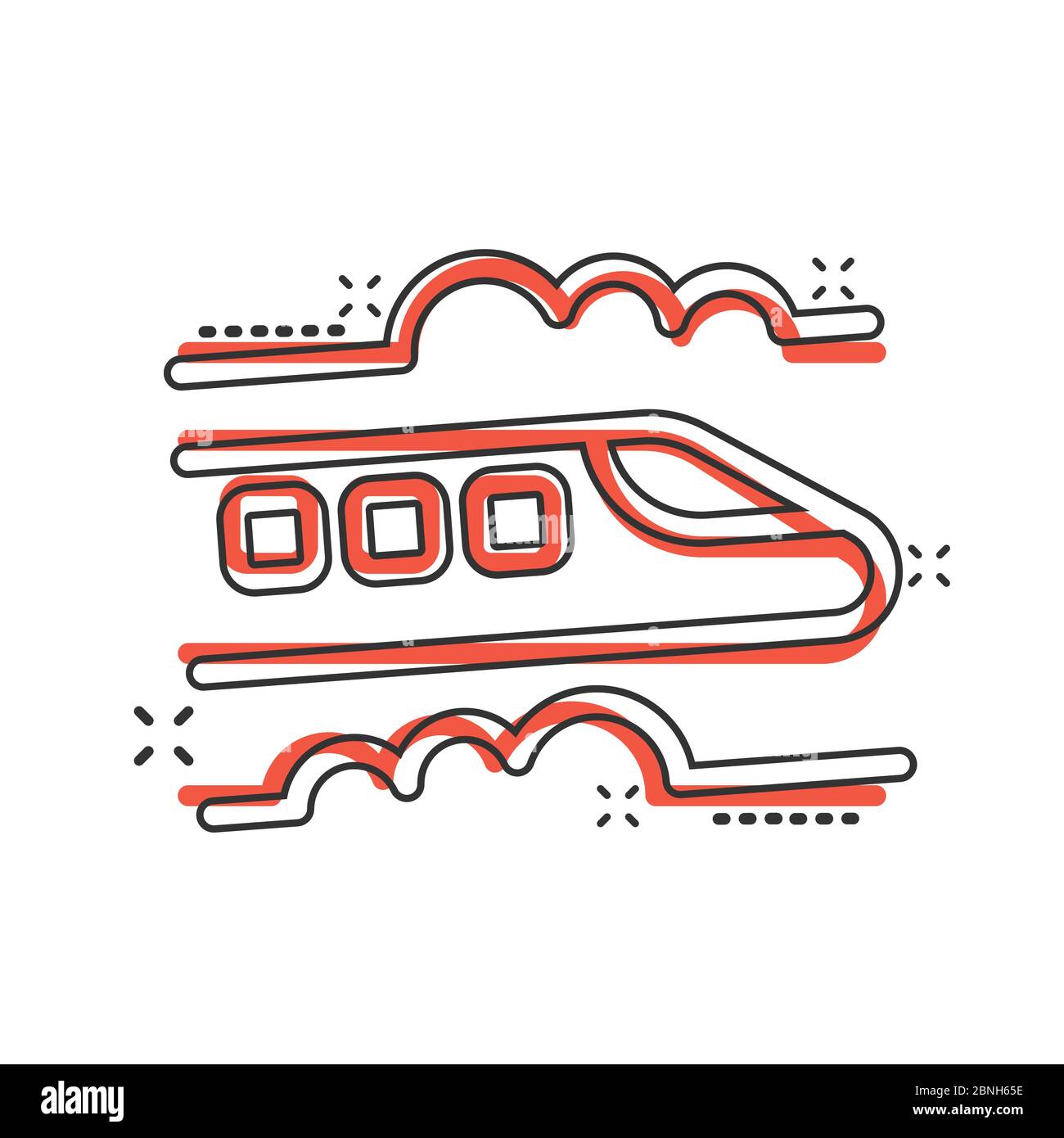 Metro icon in comic style. Train subway cartoon vector illustration on ...
