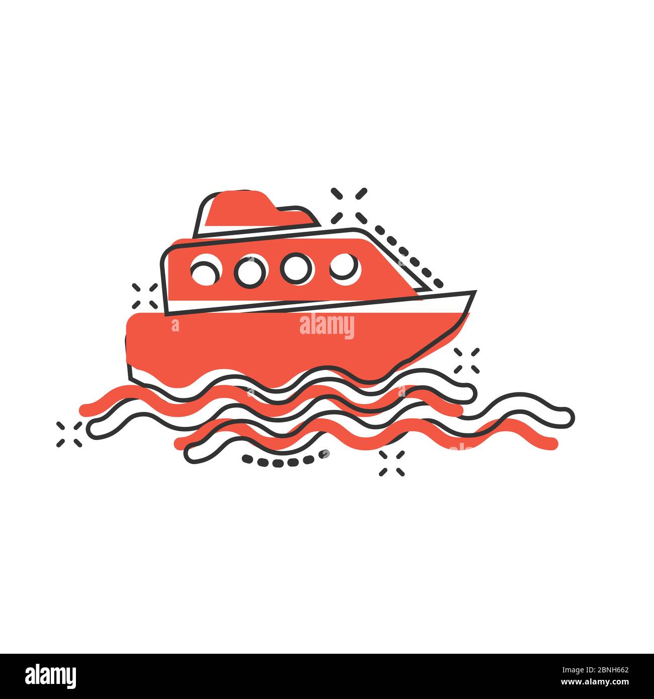 Tourism ship icon in comic style. Fishing boat cartoon vector ...