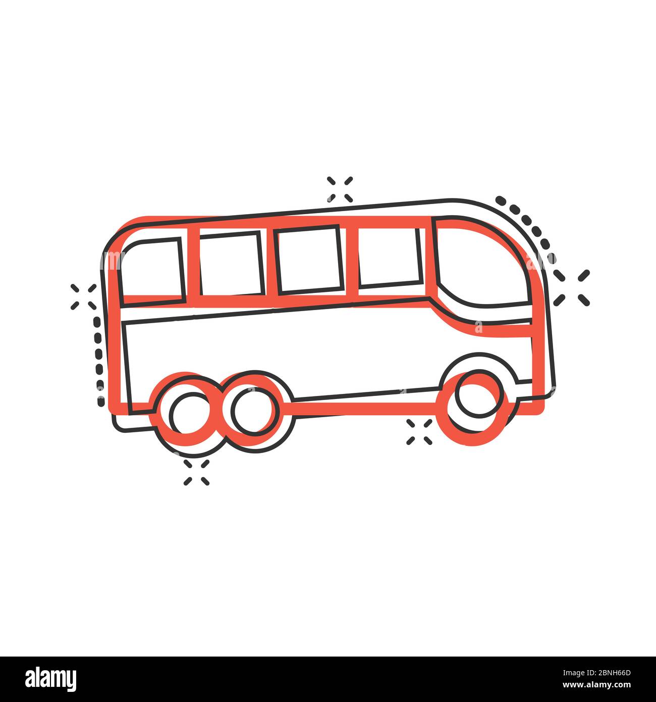 Bus icon in comic style. Coach cartoon vector illustration on white ...