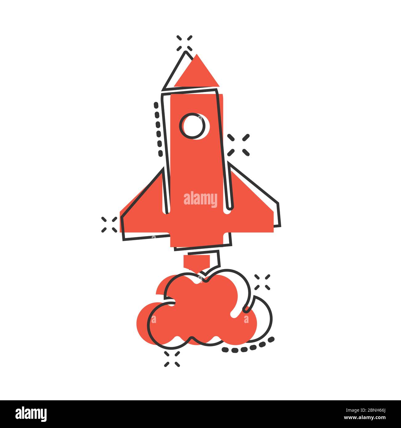 Rocket icon in comic style. Spaceship launch cartoon vector ...