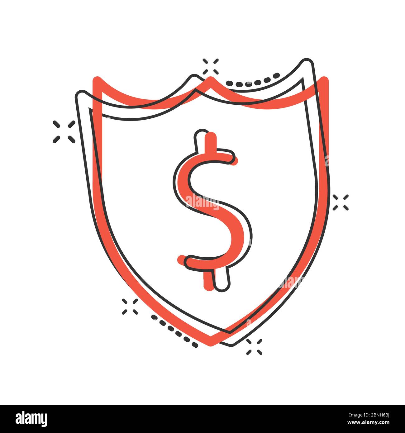 Shield with money icon in comic style. Cash protection cartoon vector ...