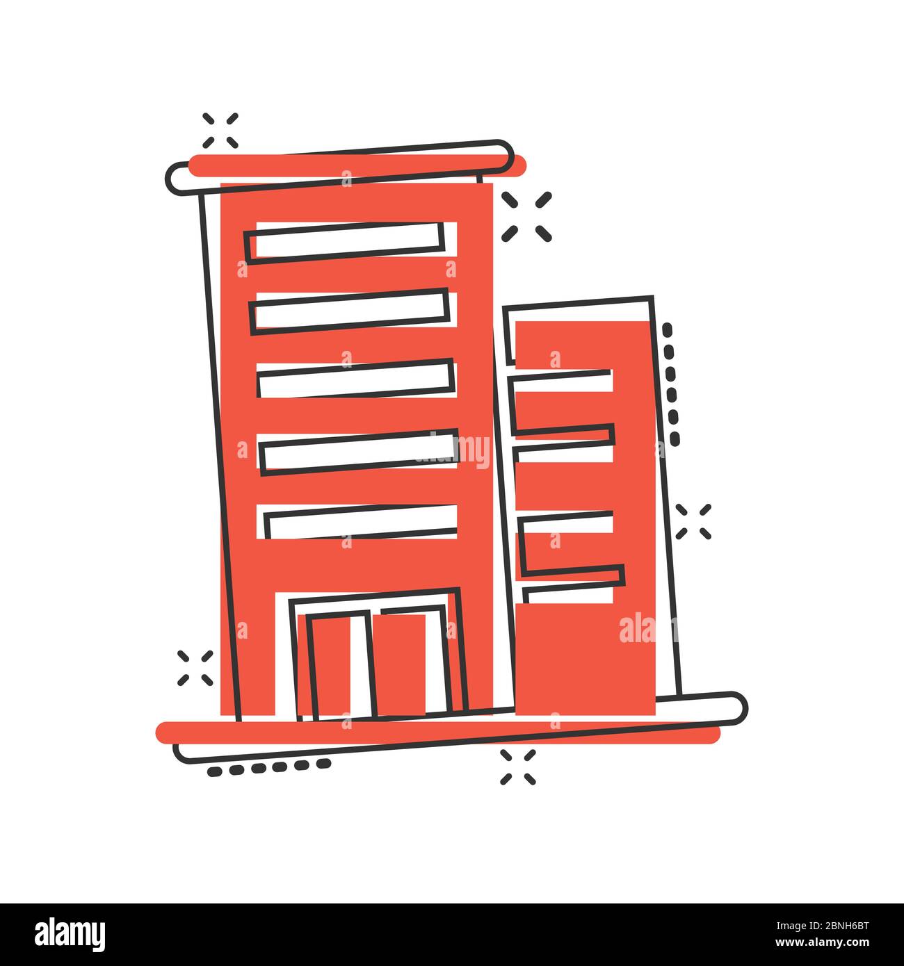 Building icon in comic style. Town skyscraper apartment cartoon vector ...