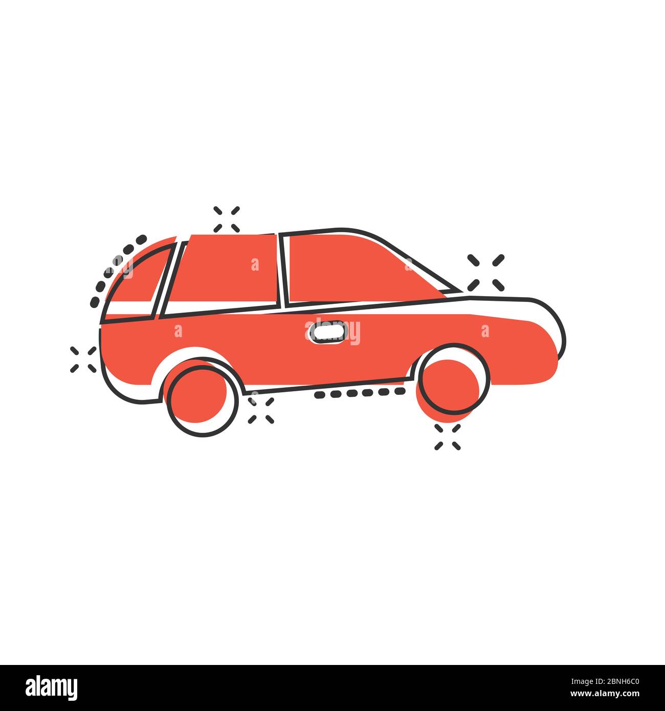 Car icon in comic style. Automobile vehicle cartoon vector illustration ...