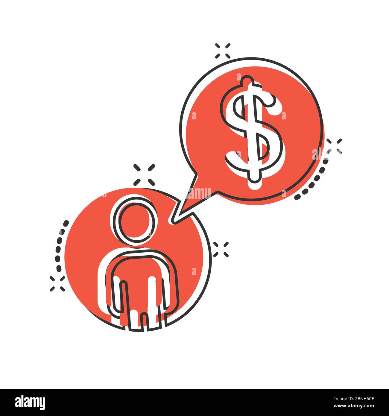 People with money icon in comic style. Investor cartoon vector ...