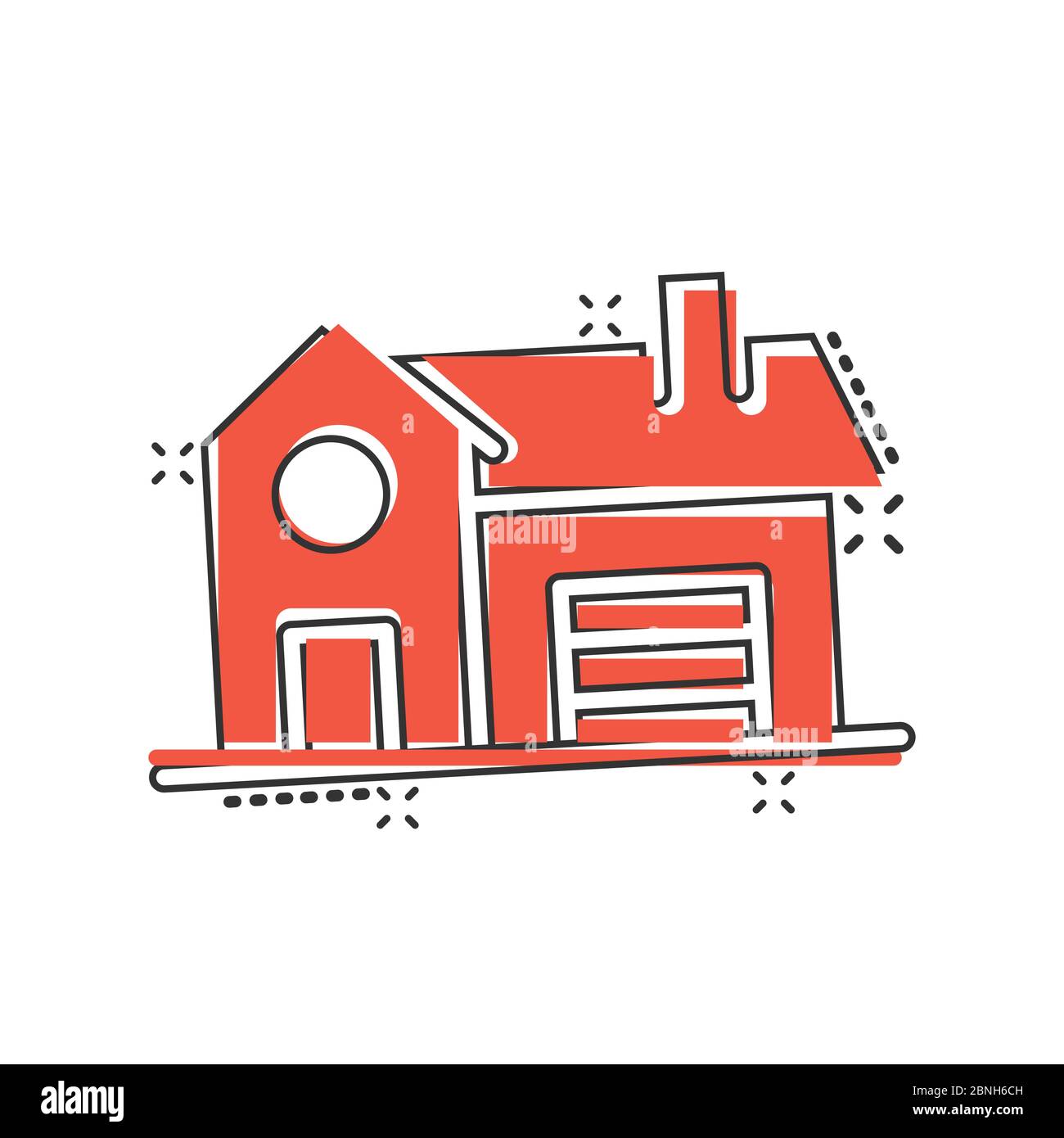 Building icon in comic style. Home cartoon vector illustration on white ...