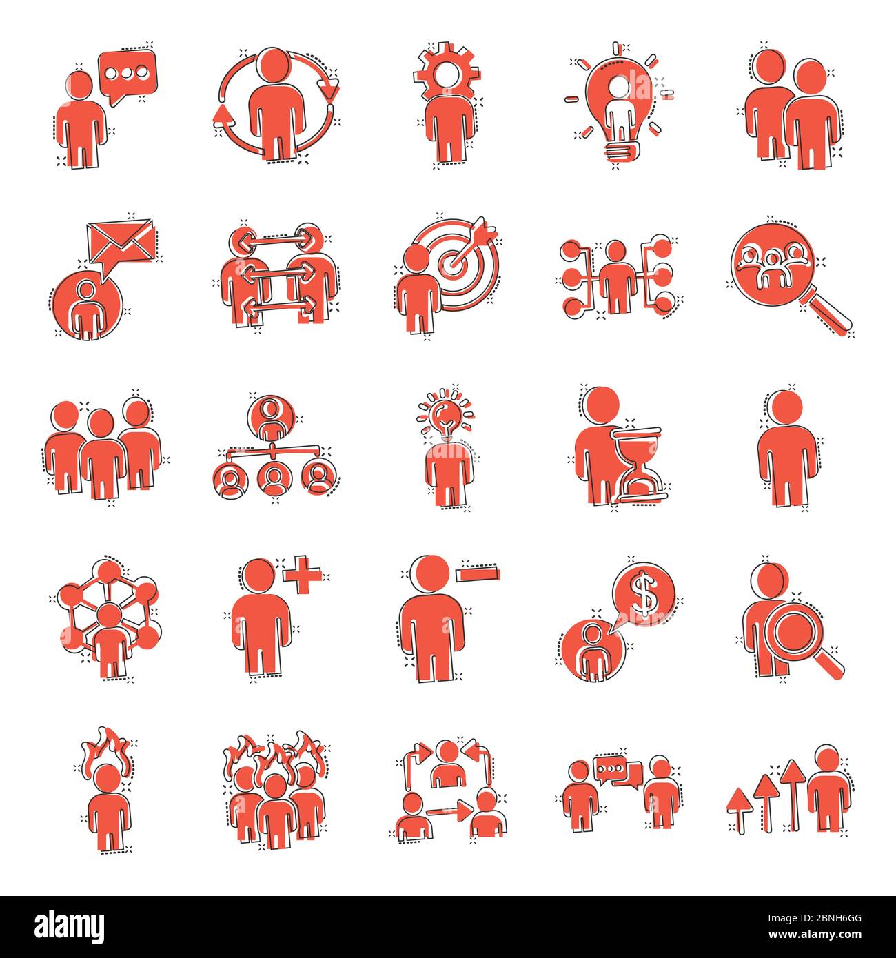 People leadership icon set in comic style. Person cartoon collection ...
