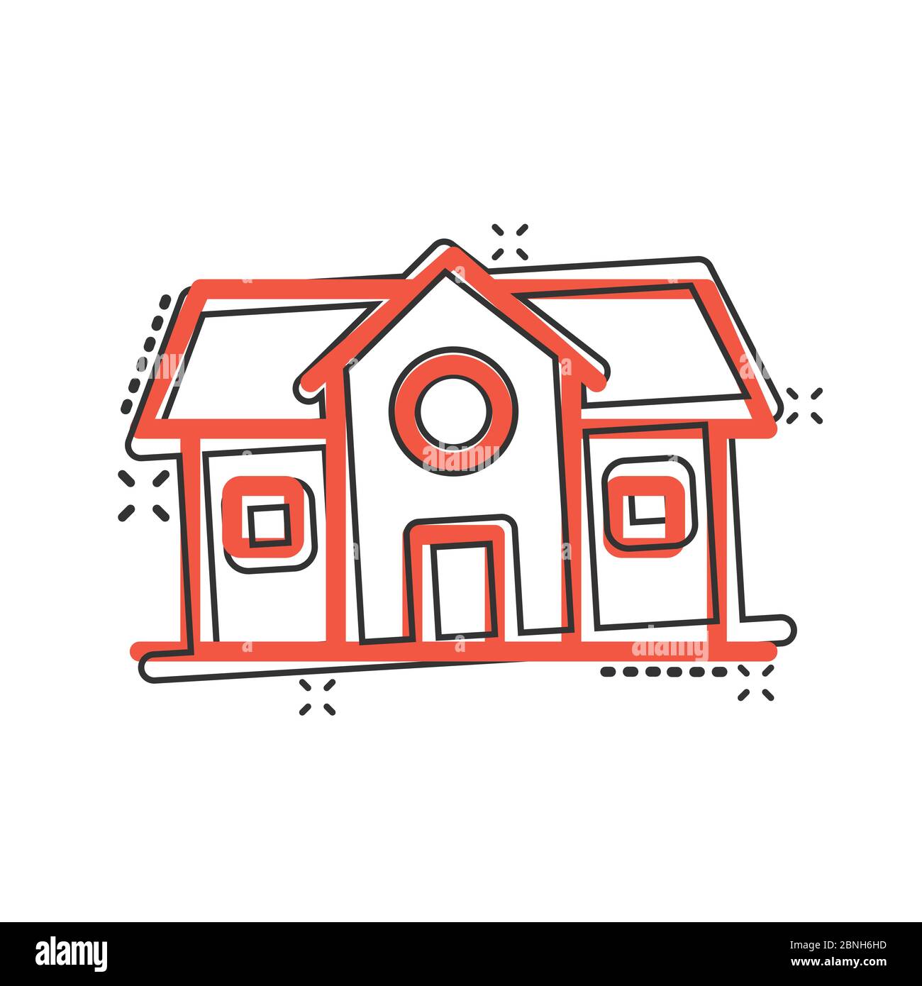 Building icon in comic style. Home cartoon vector illustration on white ...