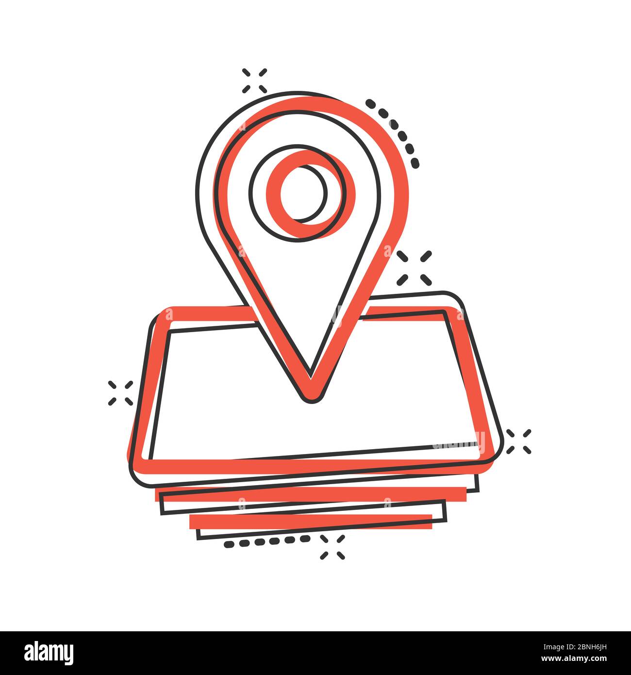 Map pin icon in comic style. Gps navigation cartoon vector illustration ...