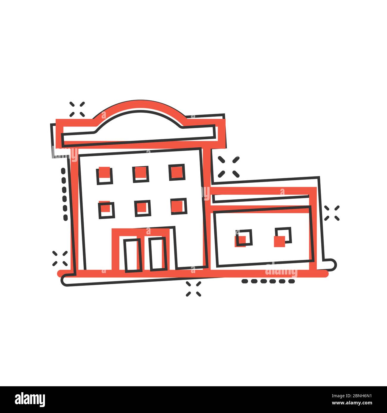 Building icon in comic style. Town skyscraper apartment cartoon vector ...