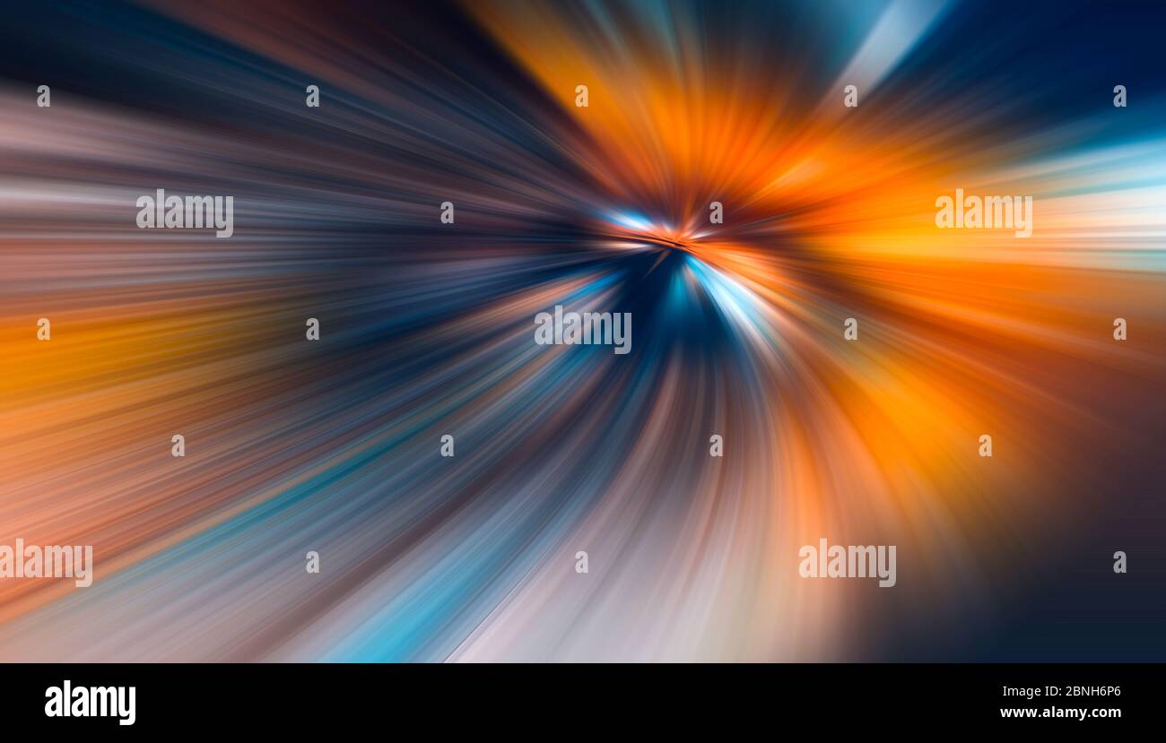 Abstract big data, speed, colorful fibers, rays background in orange ...