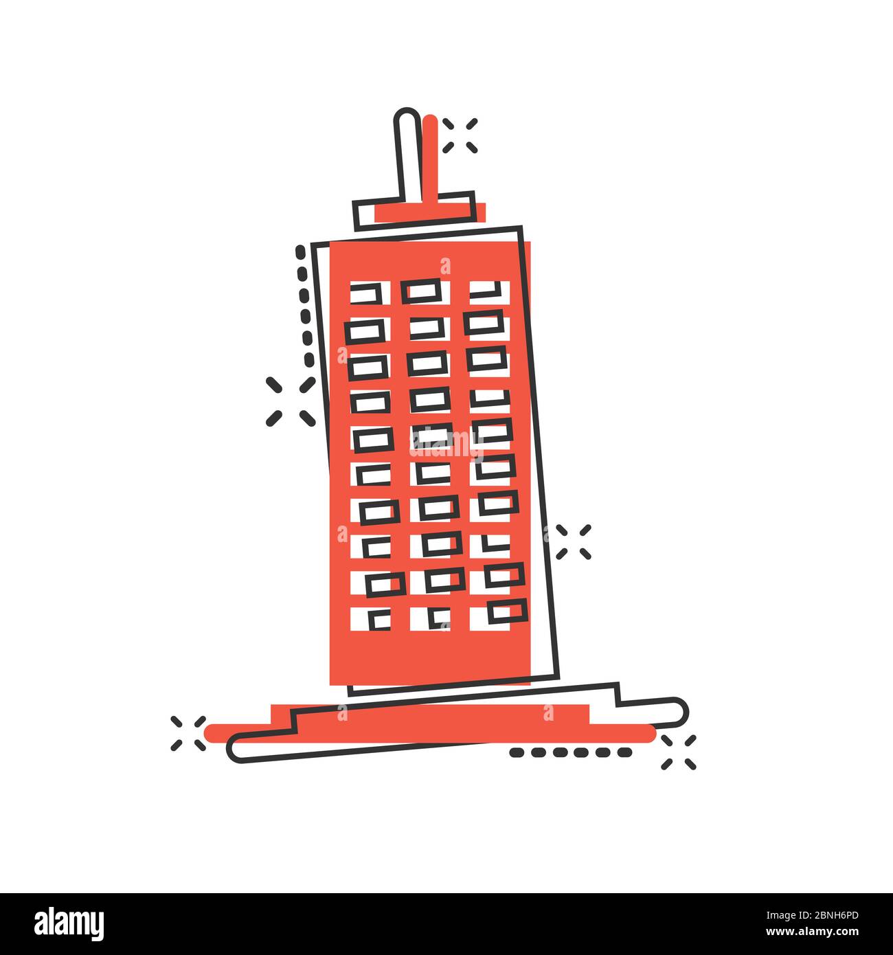 Building icon in comic style. Town skyscraper apartment cartoon vector ...