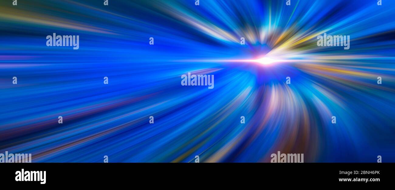 Abstract big data, speed, colorful fibers, rays background in blue ...