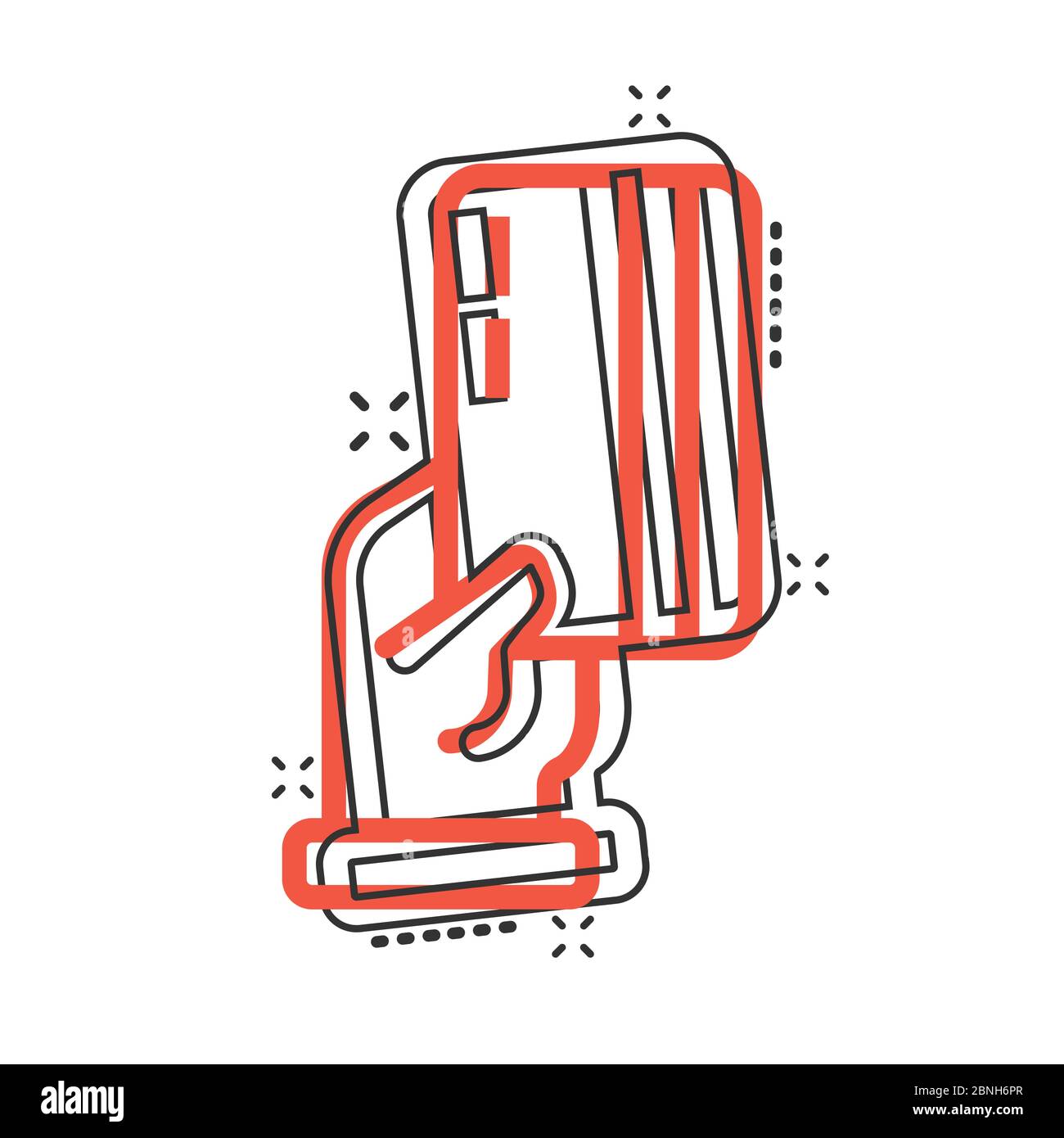 Credit card with hand icon in comic style. Payment cartoon vector ...