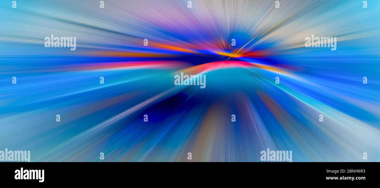 Abstract big data, speed, colorful fibers, rays background in blue and ...