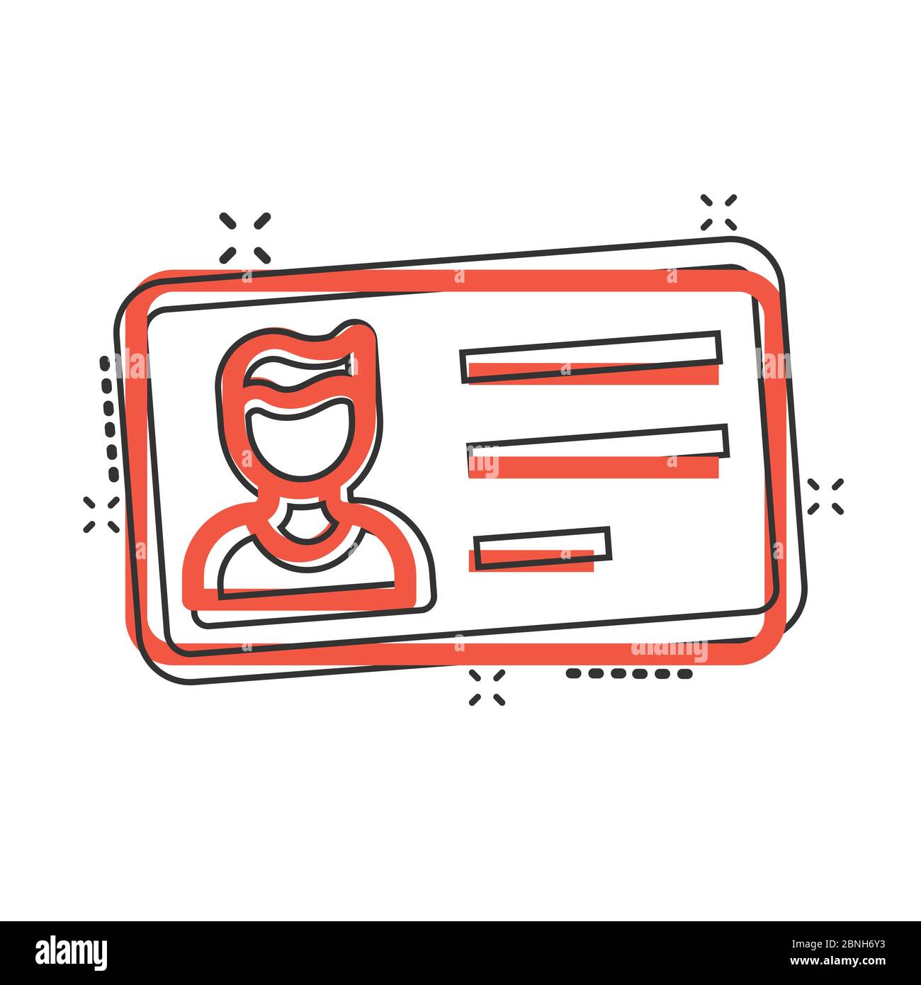Id card icon in comic style. Identity tag cartoon vector illustration ...